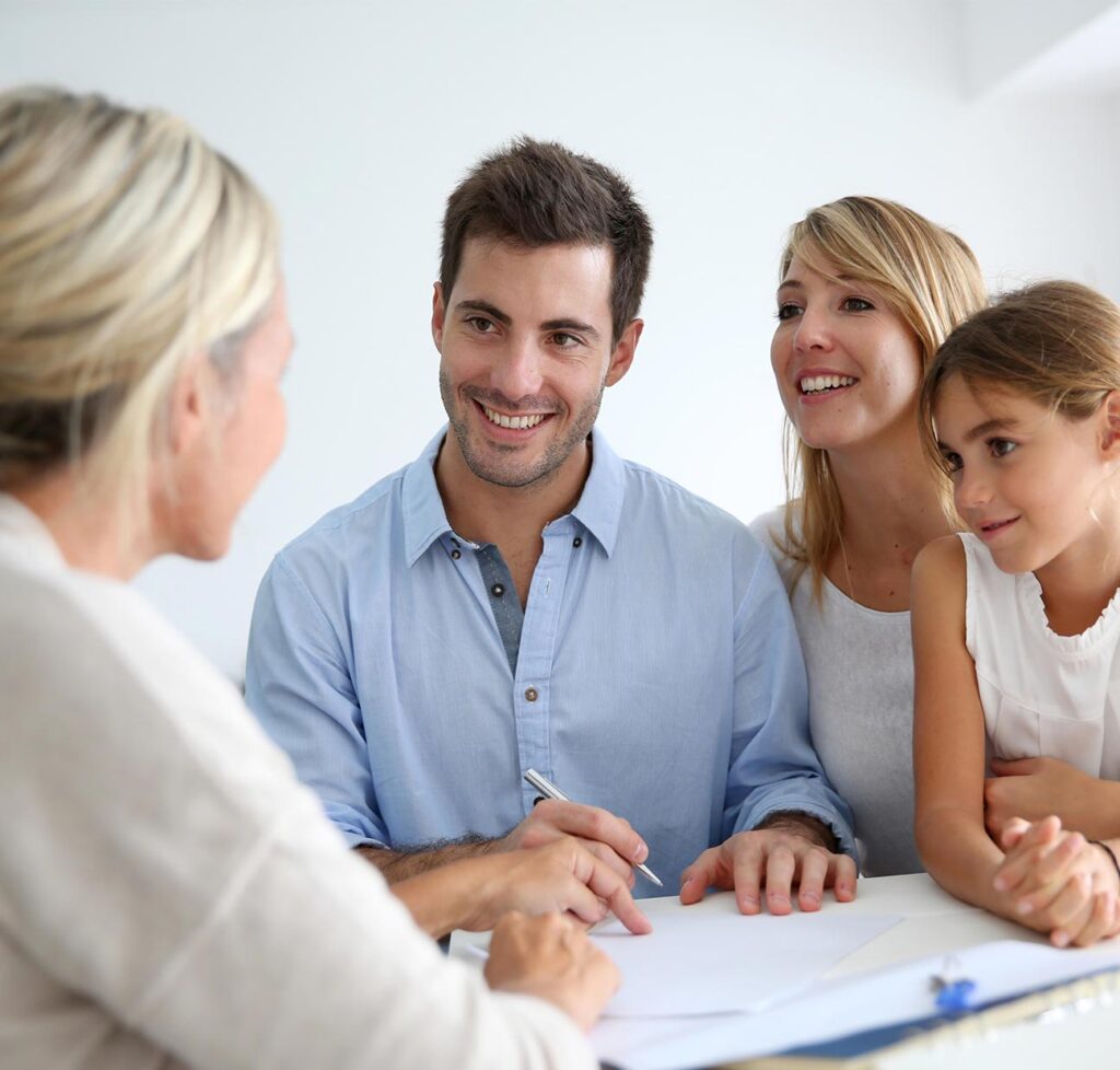 Family working with a Realtor for new construction - Red Door Realty Group